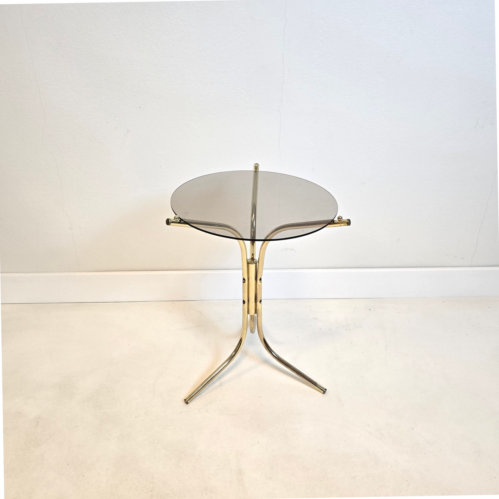 Vintage Mid Century Modern Small Table With Smoked Glass - Etsy