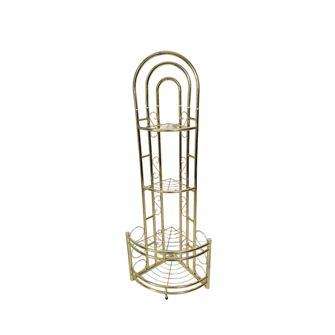 Vintage Hollywood Regency Brass Corner Rack or Flower Stand - Etsy