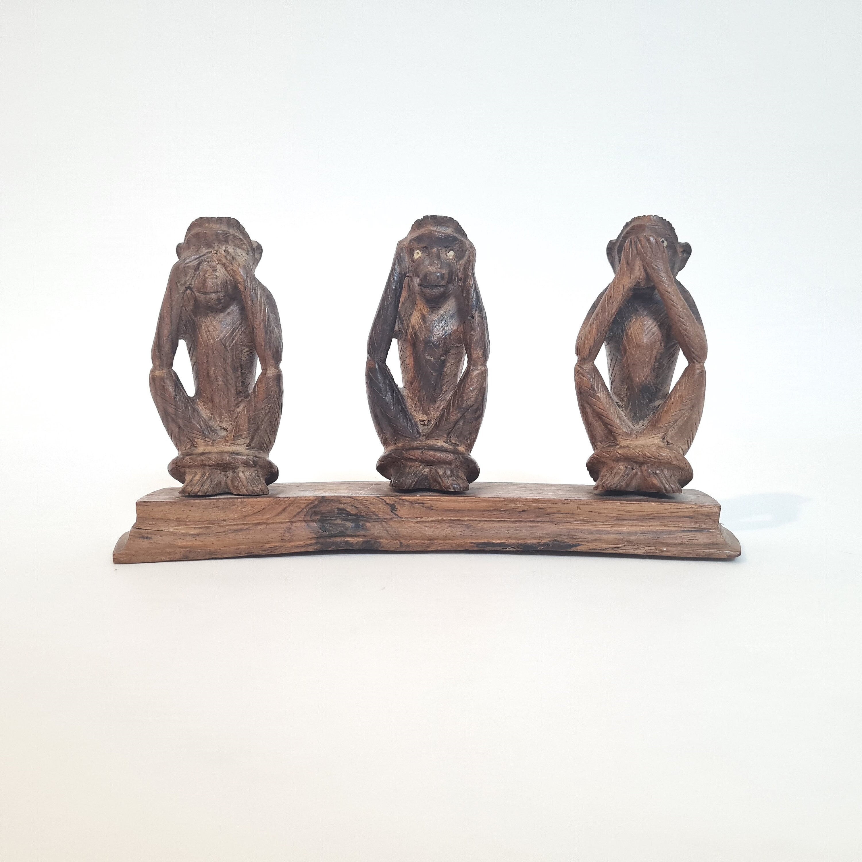 Vintage 3 Wooden Monkeys, I Do Not See Anything, I Hear Nothing, I Do ...