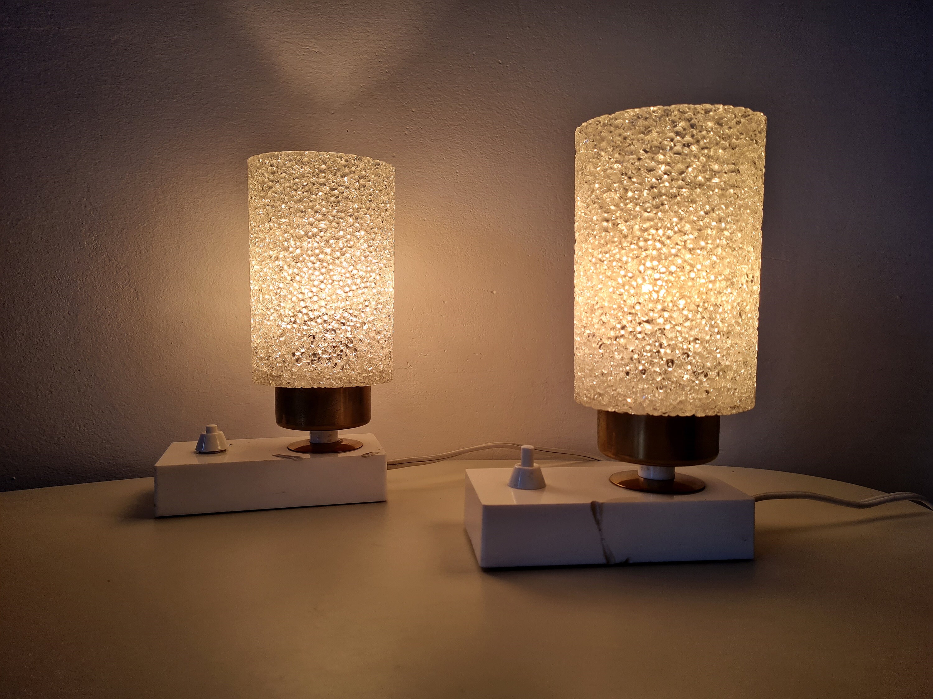 Vintage Mid Century Modern Pair Table Lamps With Brass and Perspex ...
