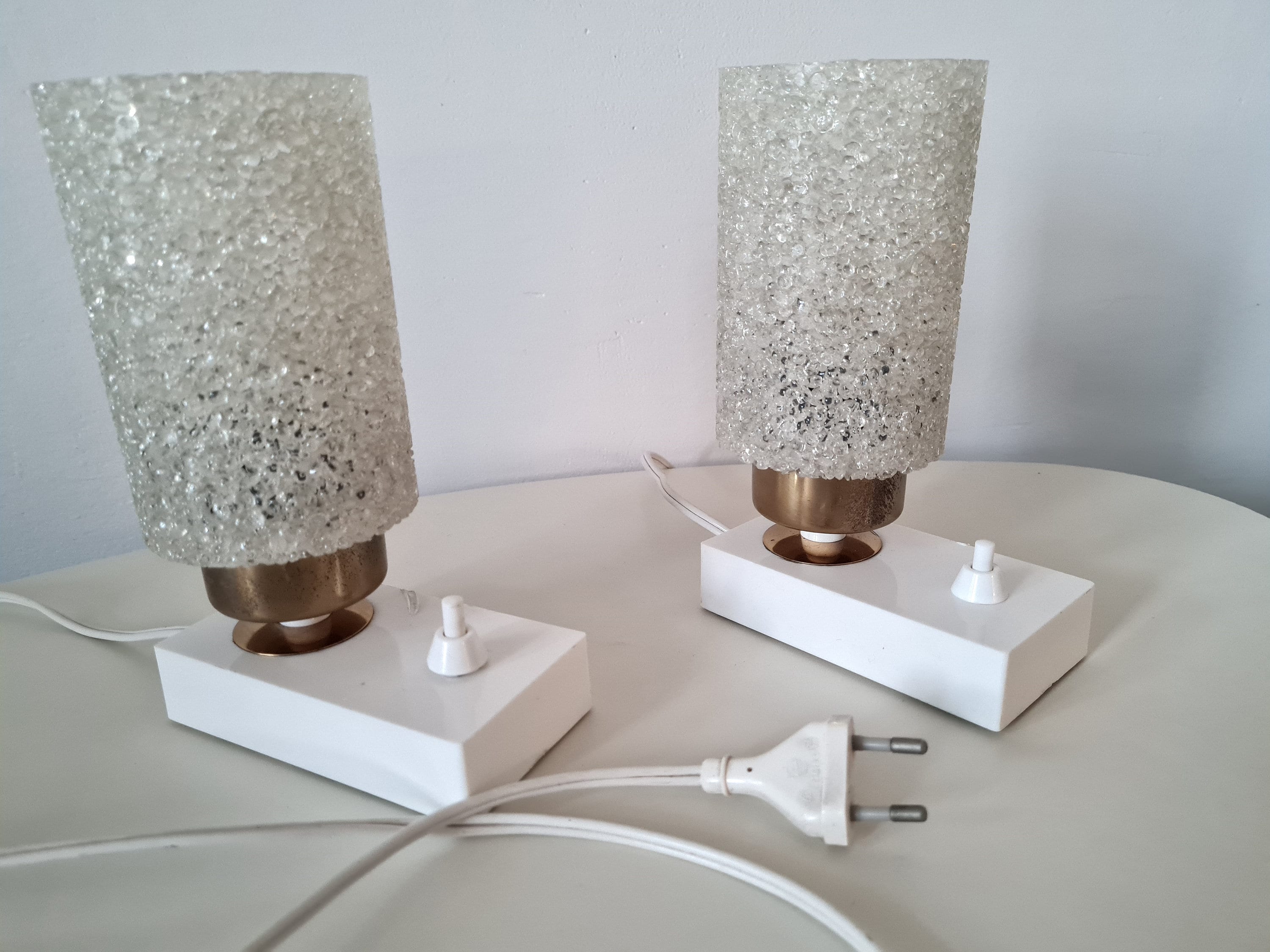 Vintage Mid Century Modern Pair Table Lamps With Brass and Perspex ...