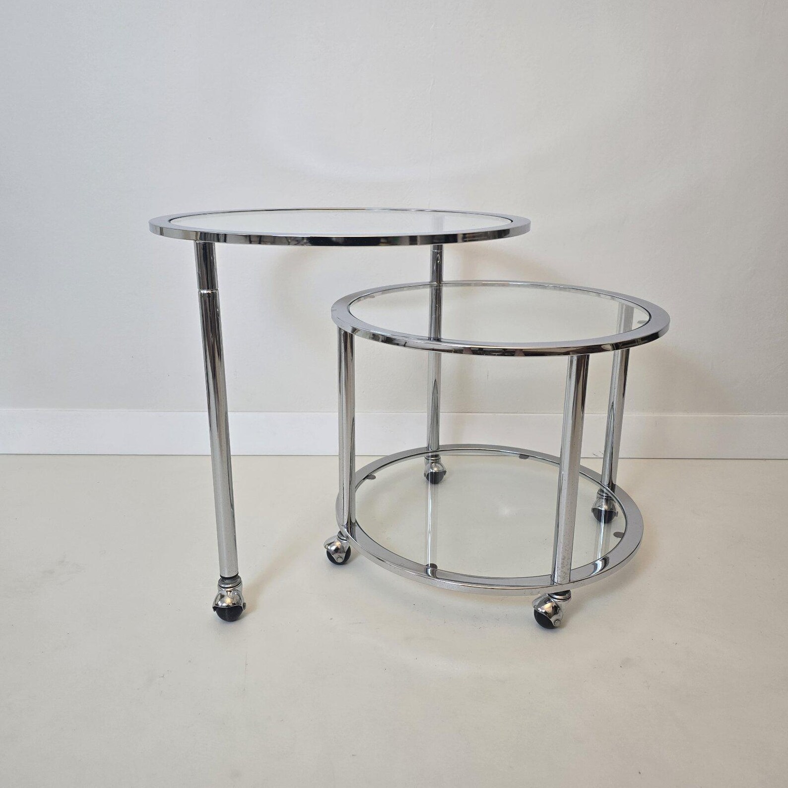 Vintage Mid Century Modern Chrome and Glass Transformer Coffee Table ...