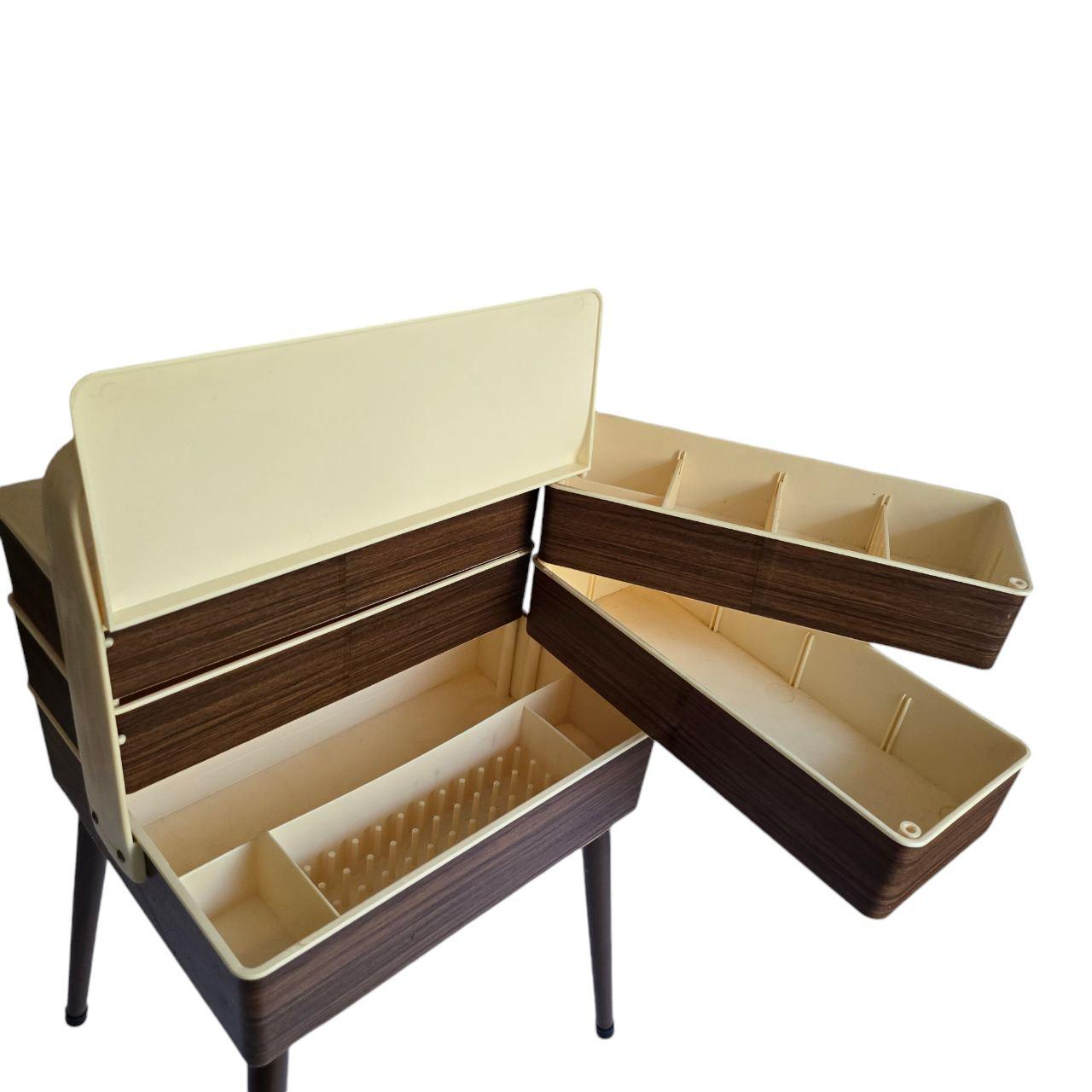 Vintage Mid-century Modern Sewing Plastic Box With 4 Pull Out Drawers ...