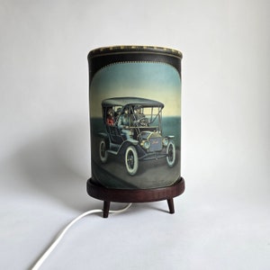 Vintage Mid Century Modern Motion Table Lamp With Scenes of Retro Cars ...