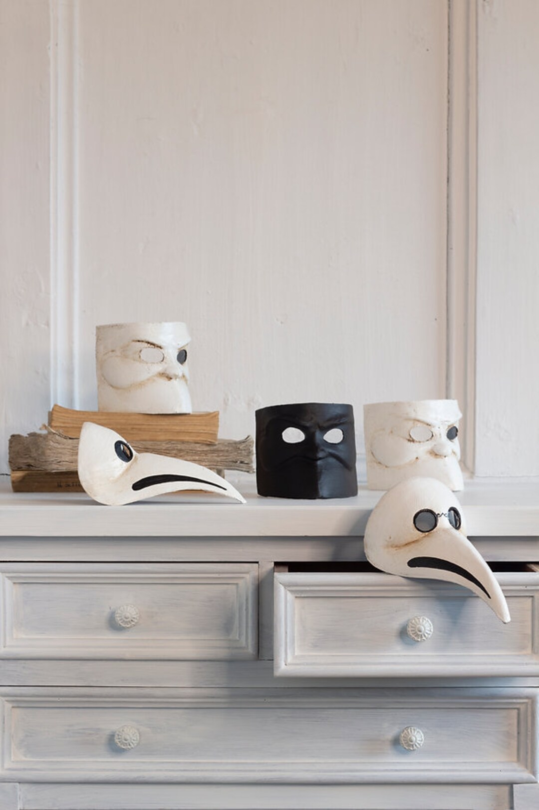 Mini Plague Doctor. Mini Bauta. Venetian Papier-mâché Mask. Commedia ...