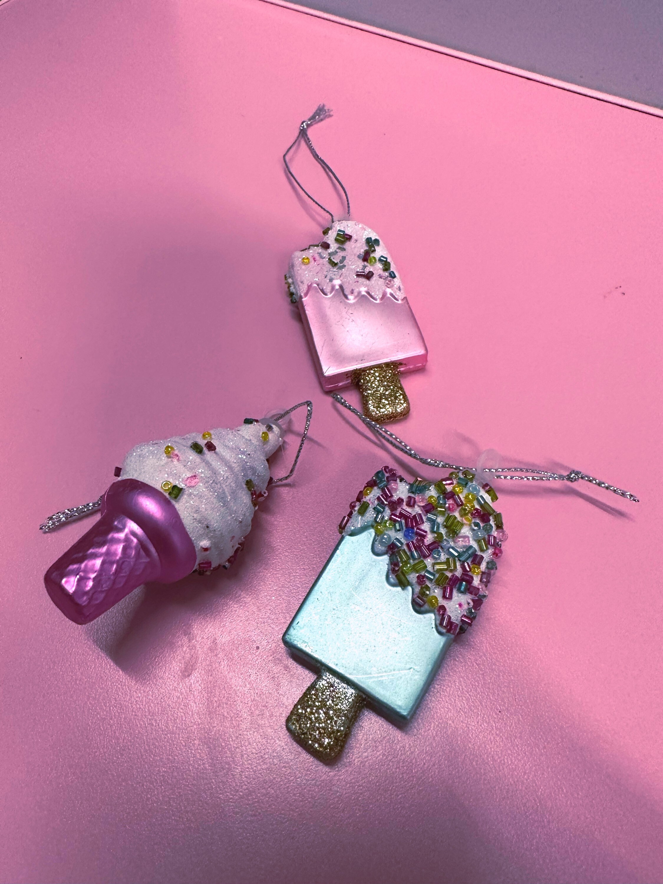 Set of 3 Jojo Siwa Candy Blow Glass Ornaments Popsicle Icecream Cone ...