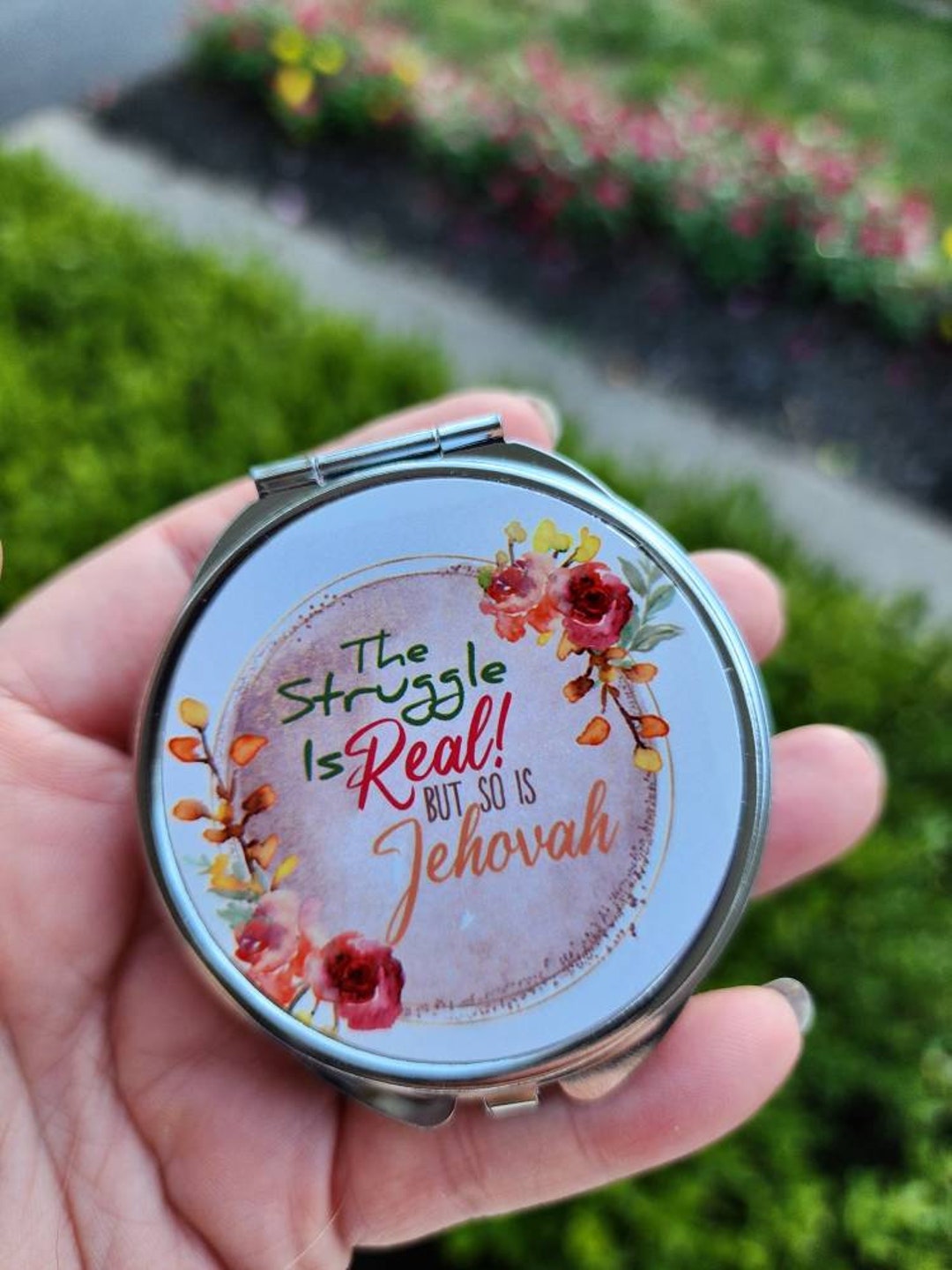Pill Case With Mirror - the Struggle is Real but so is Jehovah - Etsy