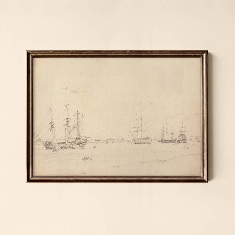 Vintage Harbor Sketch - Etsy