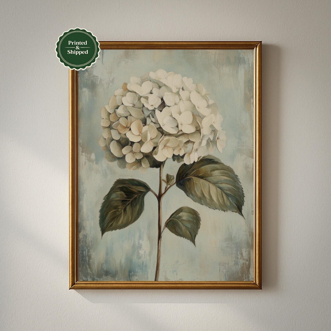 Hydrangea Flower Print: Vintage Moody Botanical Art, Antique Style Wall ...
