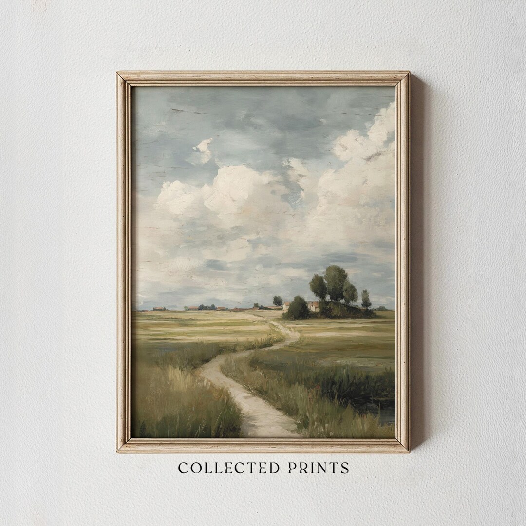 Rustic Landscape Print: Vintage Country Wall Art, Farmhouse Decor ...