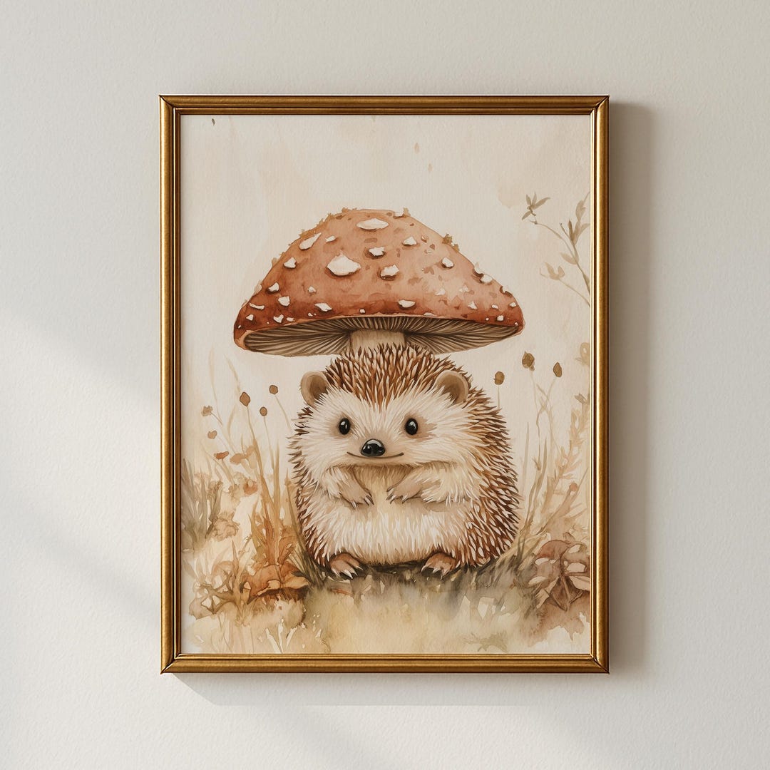 Hedgehog Print, Modern Wall Art, Nursery Room Decor, Digital Art Print ...
