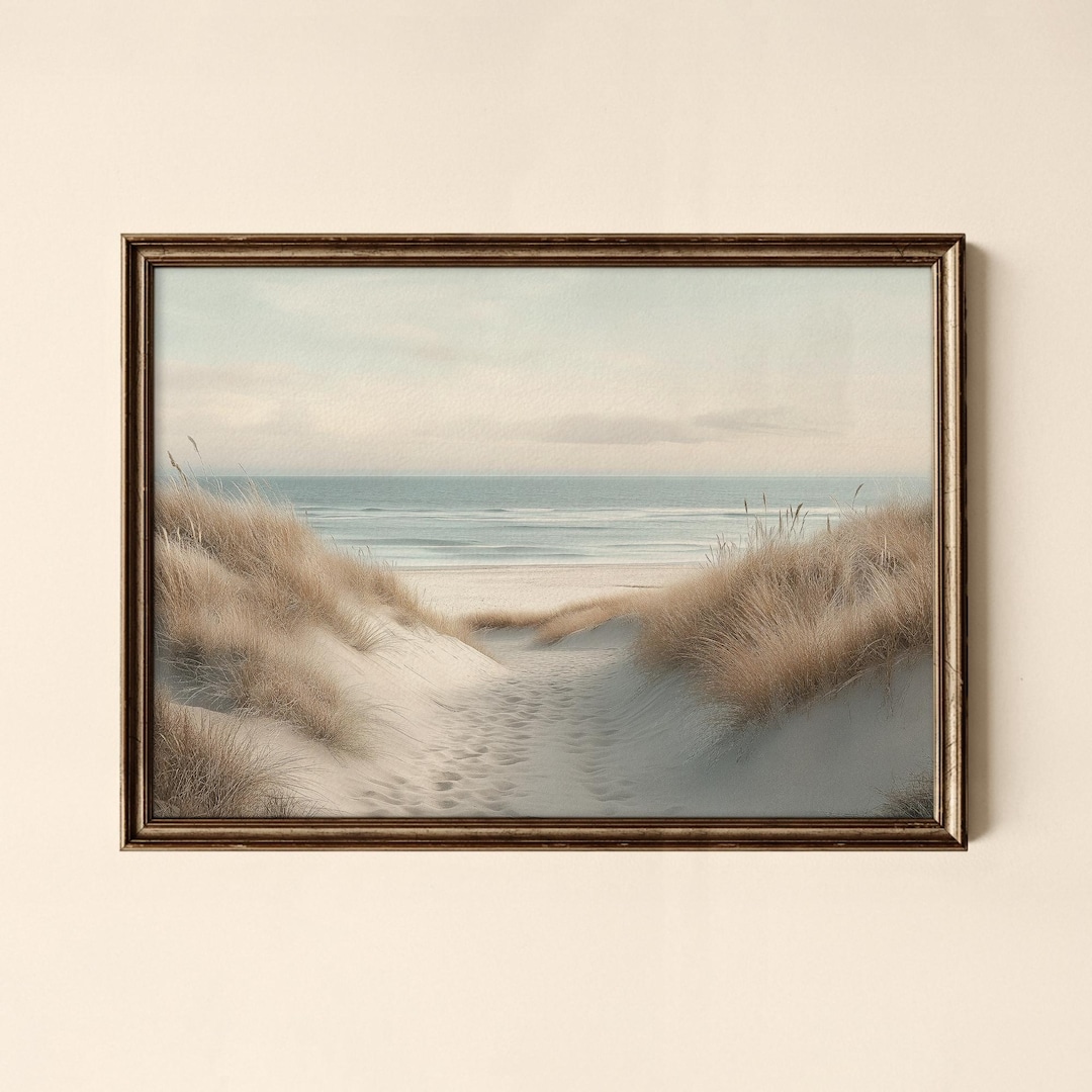 Vintage Living Room Decor Beach Pathway Print, Coastal Art Print ...