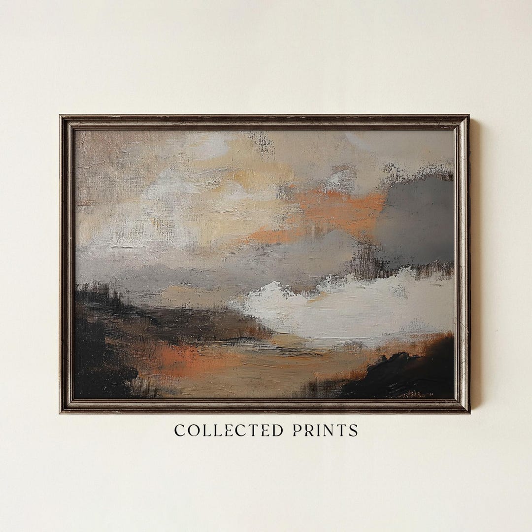 Abstract Sunset Landscape Print: Moody Fall Wall Art, Neutral Country ...