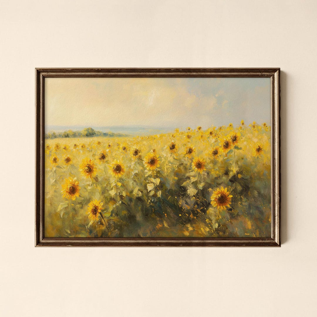 Vintage Sunflower Field Print, Floral Wall Art (digital Download) - Etsy