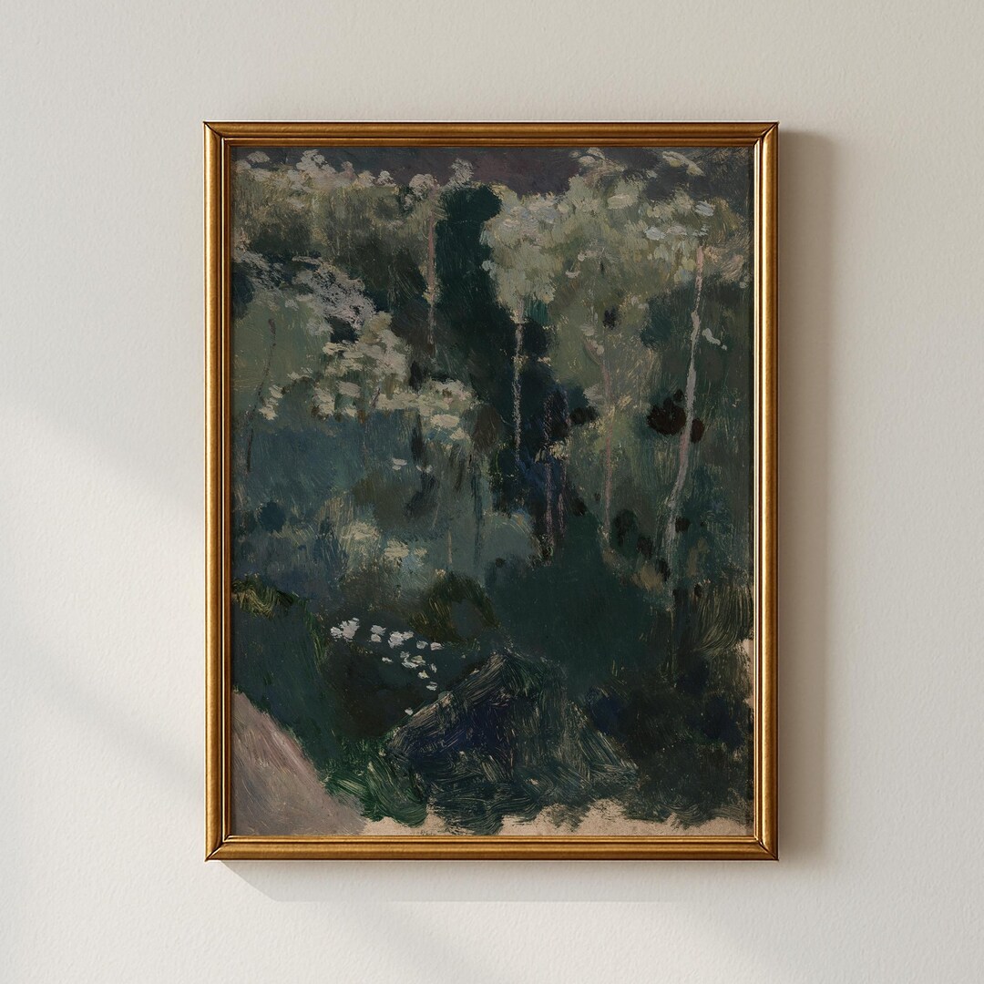Moody Forest Scene Art Print, Coastal Living Room Decor (downloadable ...