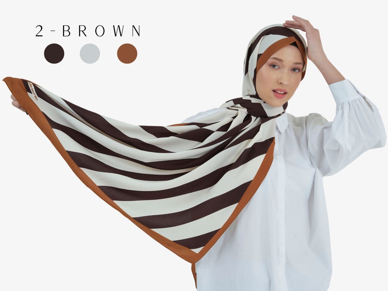 Premium Medina Silk Printed Hijabs Geometric Zebra Pattern Quality ...