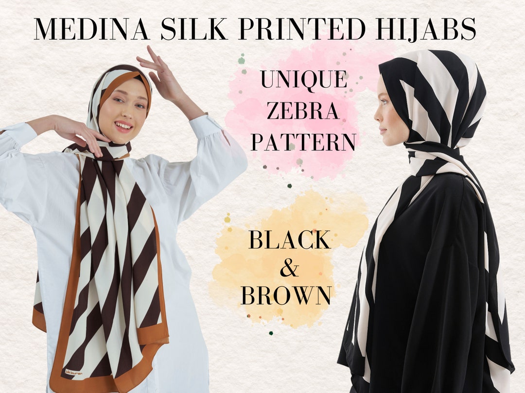 Premium Medina Silk Printed Hijabs Geometric Zebra Pattern Quality ...