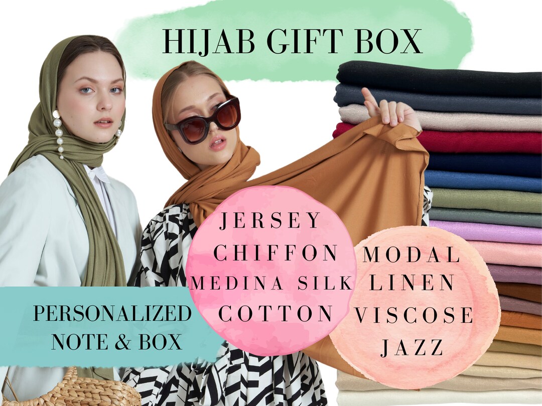 Premium Hijab Set Gift Box Personalized Quality Shawls Scarves Plain ...