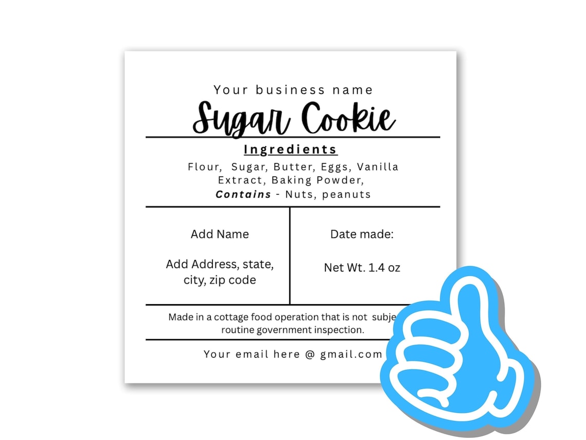 Editable Cookie Label Template | 2”x2” Canva Label | Cottage Food Law ...