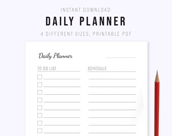Minimalist Daily Planner Printable, Daily to Do List for Work/home ...