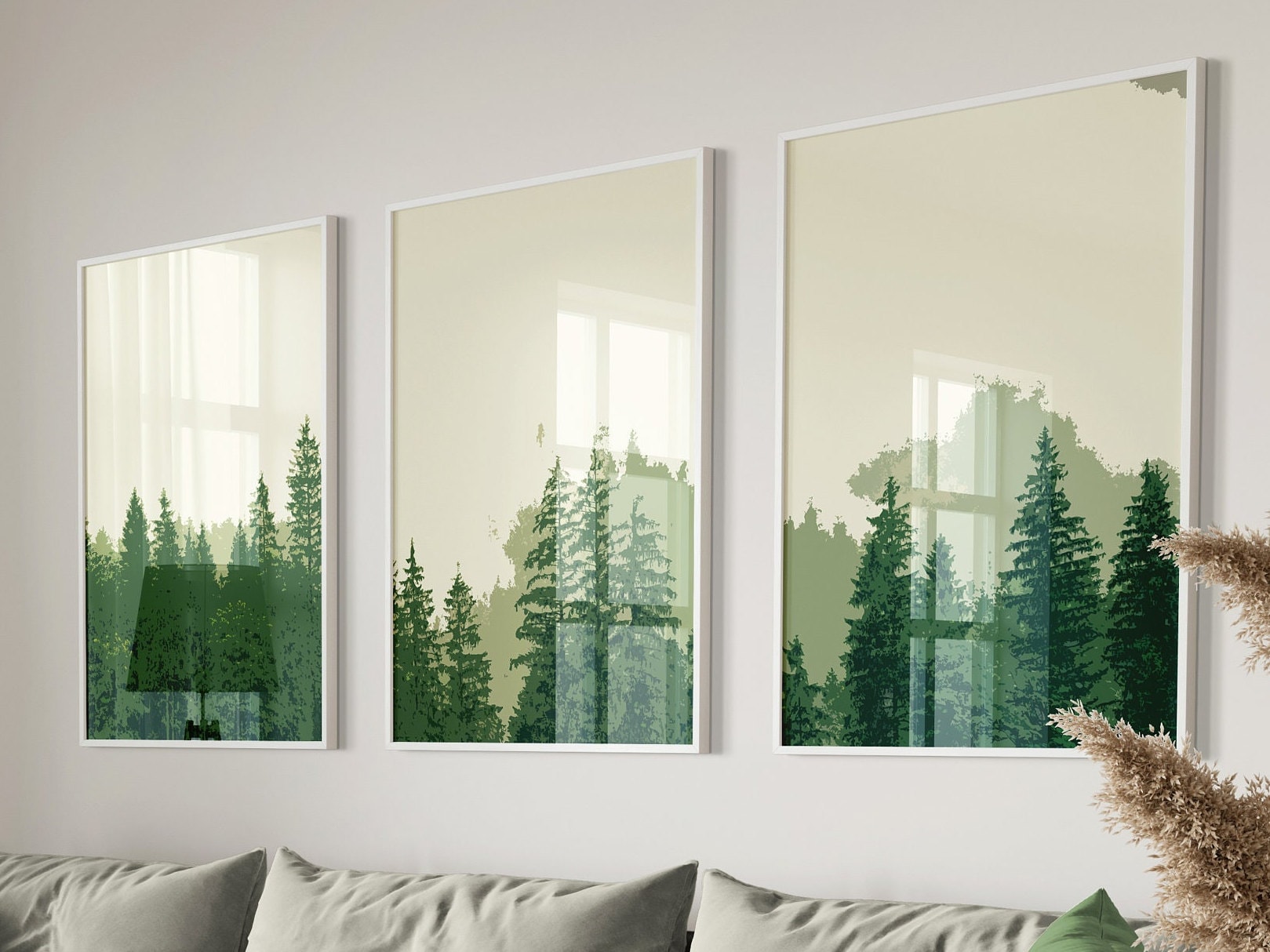 3 Piece Forest Wall Art Printable Green Forest Decor Set of - Etsy