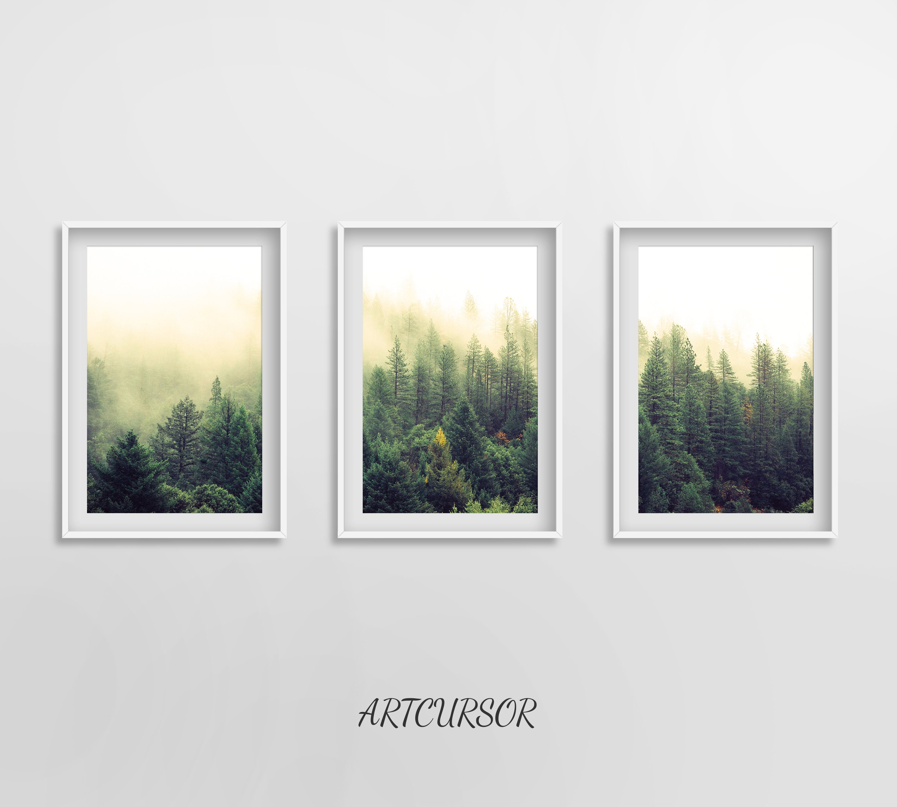 Forest Wall Art Set of 3 Sage Green Wall Art Above Bed Art - Etsy
