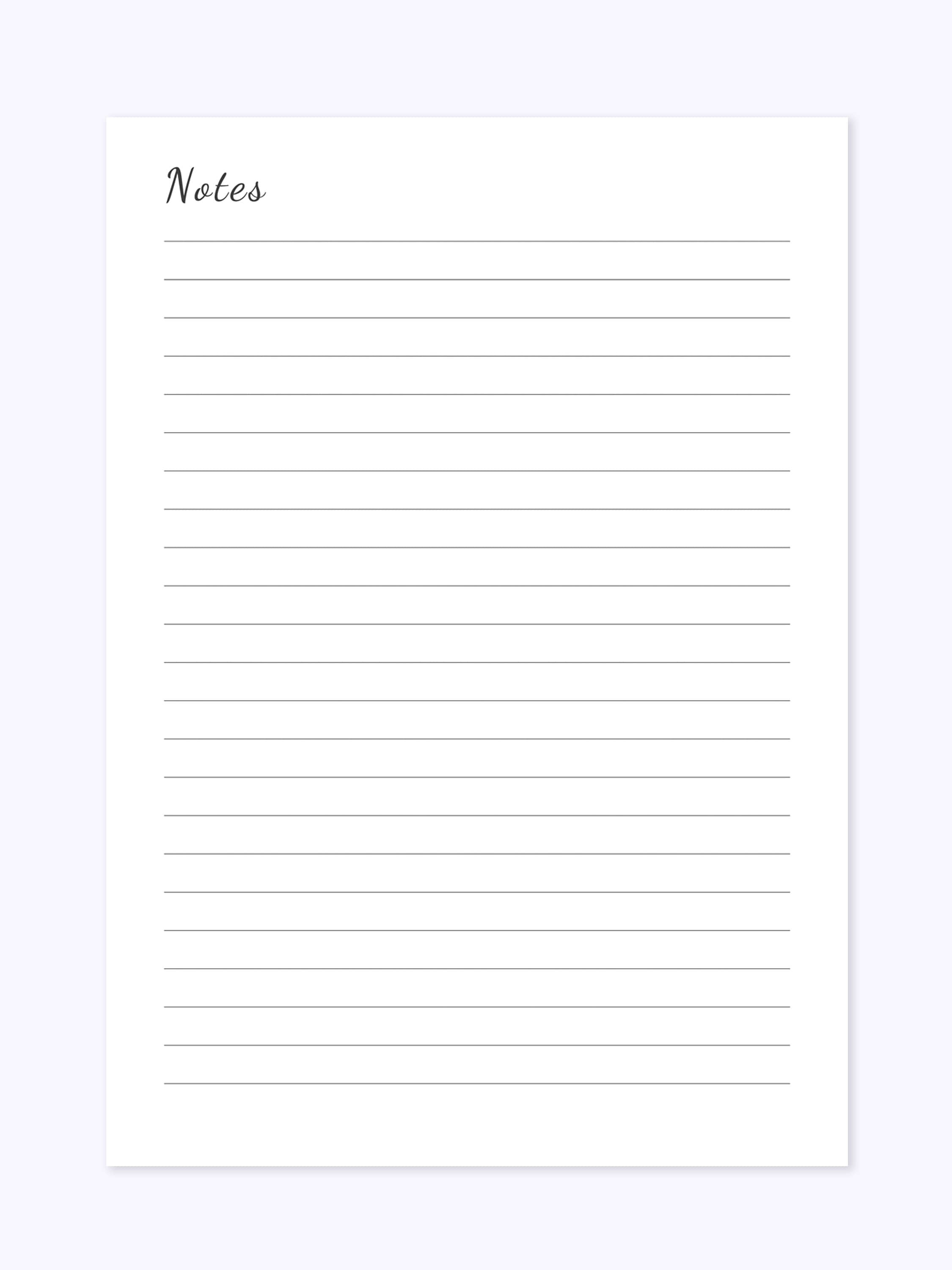 Notes Page Printable, Printable Planner, Writing Paper, Lined Notes ...