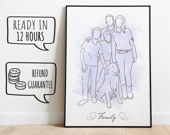 One Line Art Family - Etsy