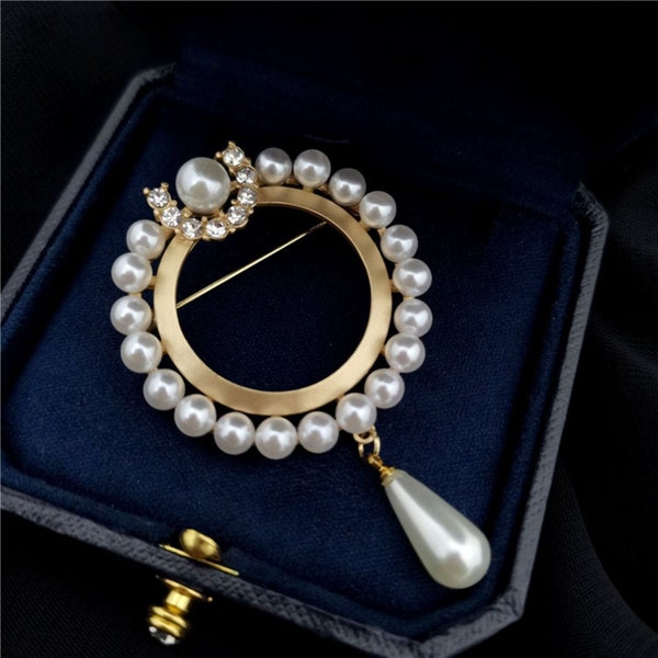Gold Pearl Brooch - Etsy