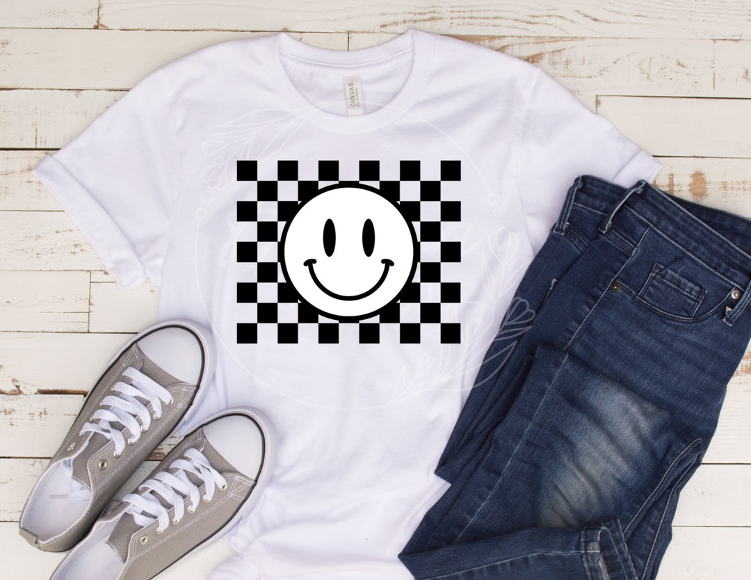 Checkered Retro Smiley Face- INSTANT PNG DOWNLOAD - Etsy