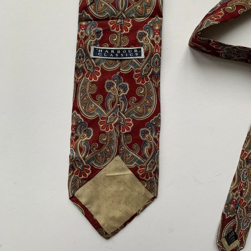 Vintage Harbour Classics Burgundy and Gold Paisley Silk Tie - Etsy
