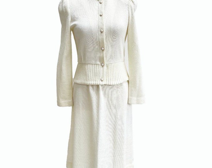 Vintage Leslie Fay Winter White Knit Matching Separates Suit | Pearl ...