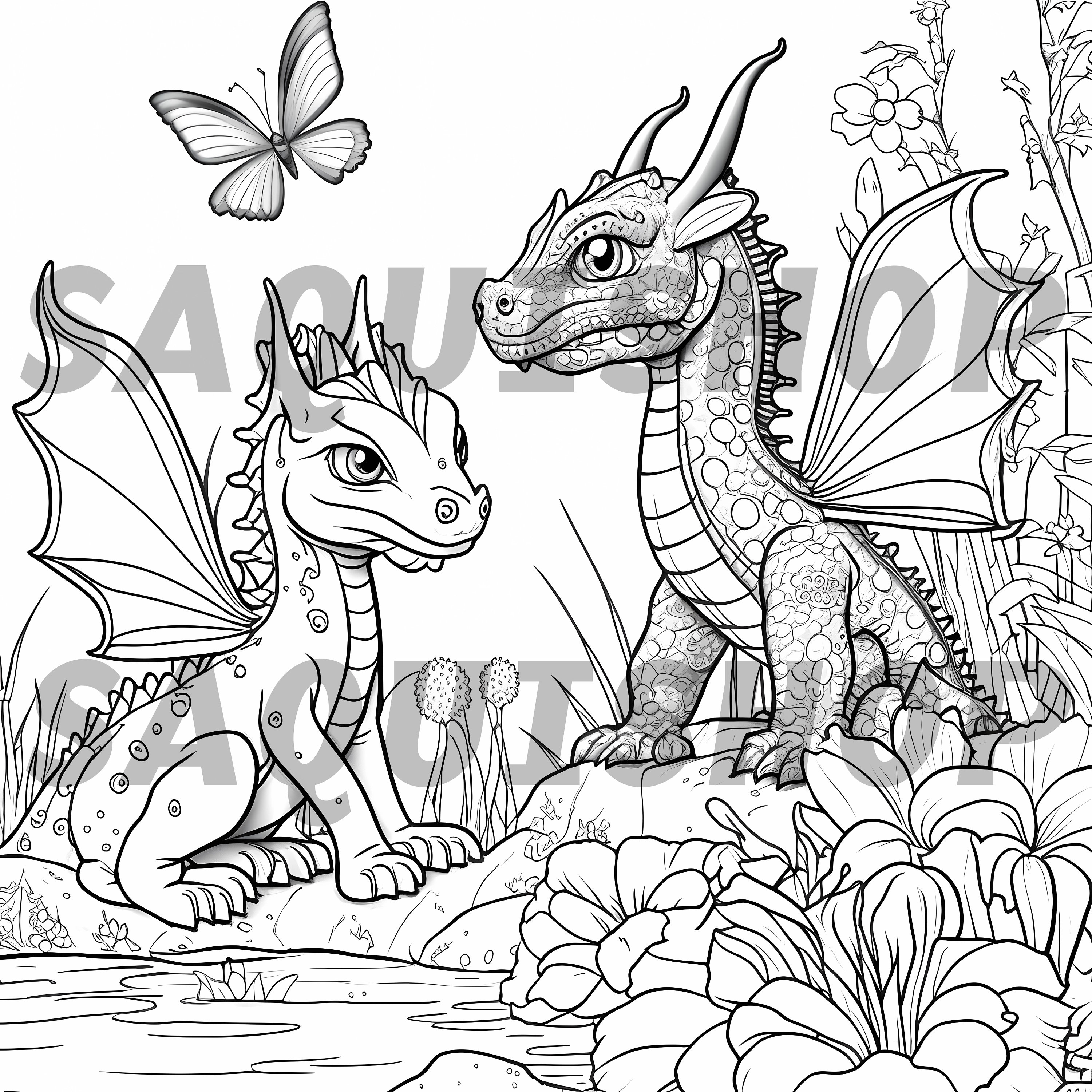 25 Cute Baby Dragon Coloring Page Book Bundle Adults Kids - Etsy UK