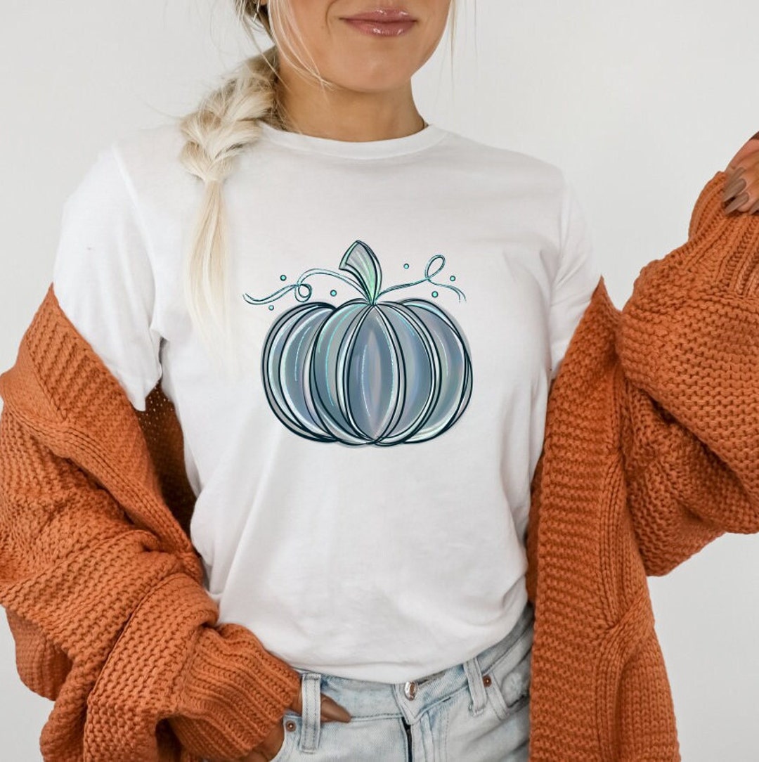 Blue Watercolor Pumpkin Transfer Blue Watercolor Pumpkin Htv - Etsy