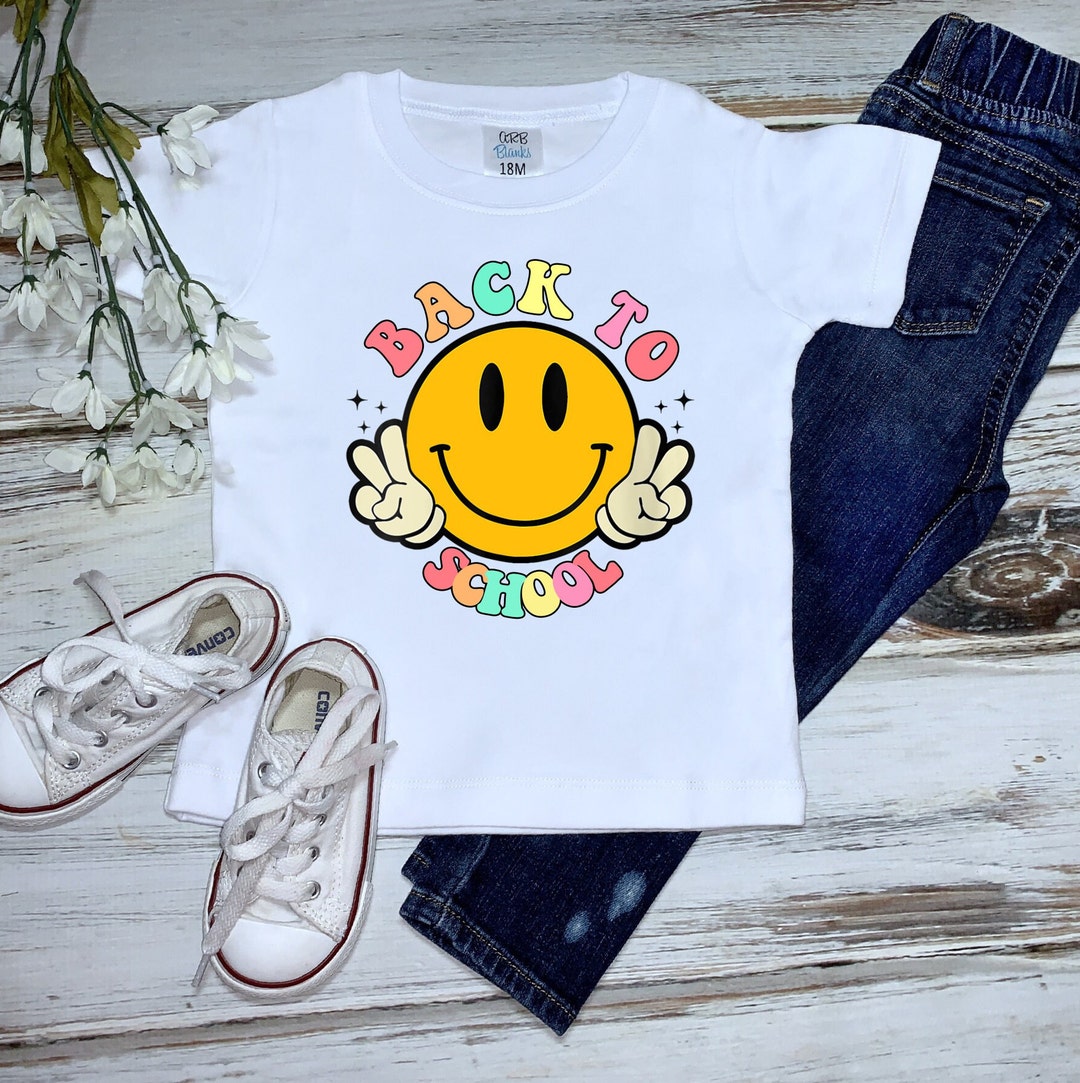 Back to School Smiley HTV, Back to School Transfer, School Iron On, Diy ...