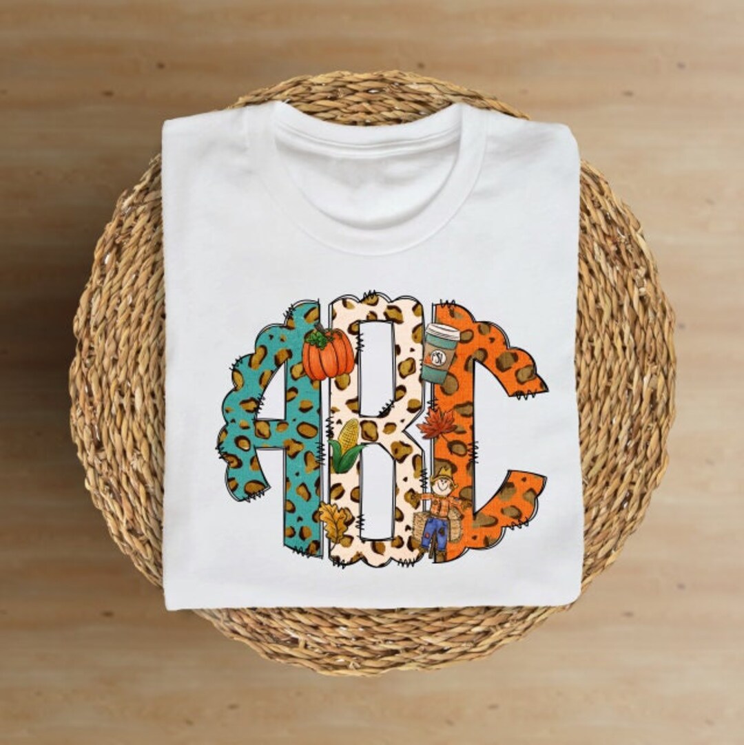 Fall Monogram Transfer, Pumpkin Monograms, Fall Monogram HTV, Vinyl ...