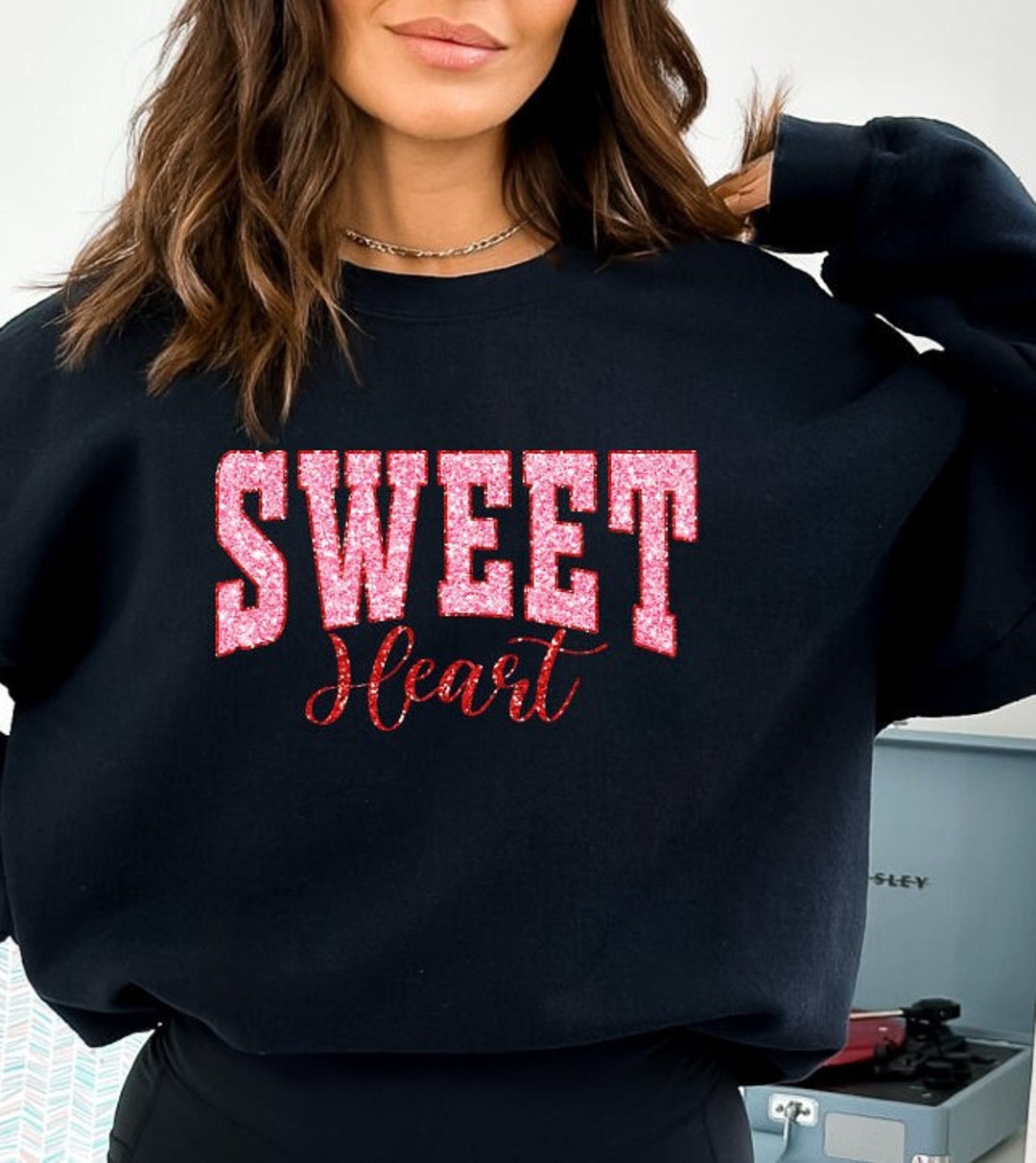 Sweet Heart in Pink and Red Faux Glitter Vinyl Transfer, HTV, Shirt Not ...