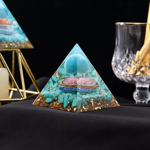 Blue Turquoise Crystal Ball Orgen Pyramid Natural Crystal - Etsy