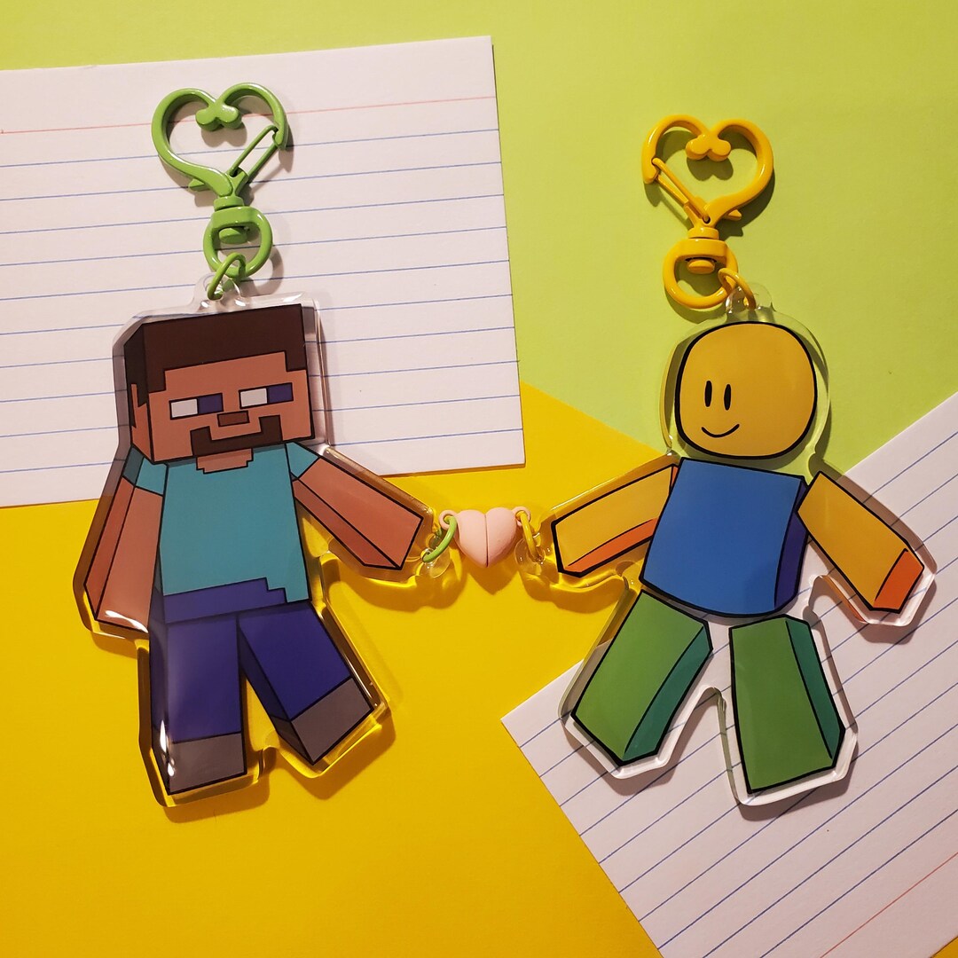 Steve X Noob 3.5 Inch Heart Clutch Keychains! - Etsy