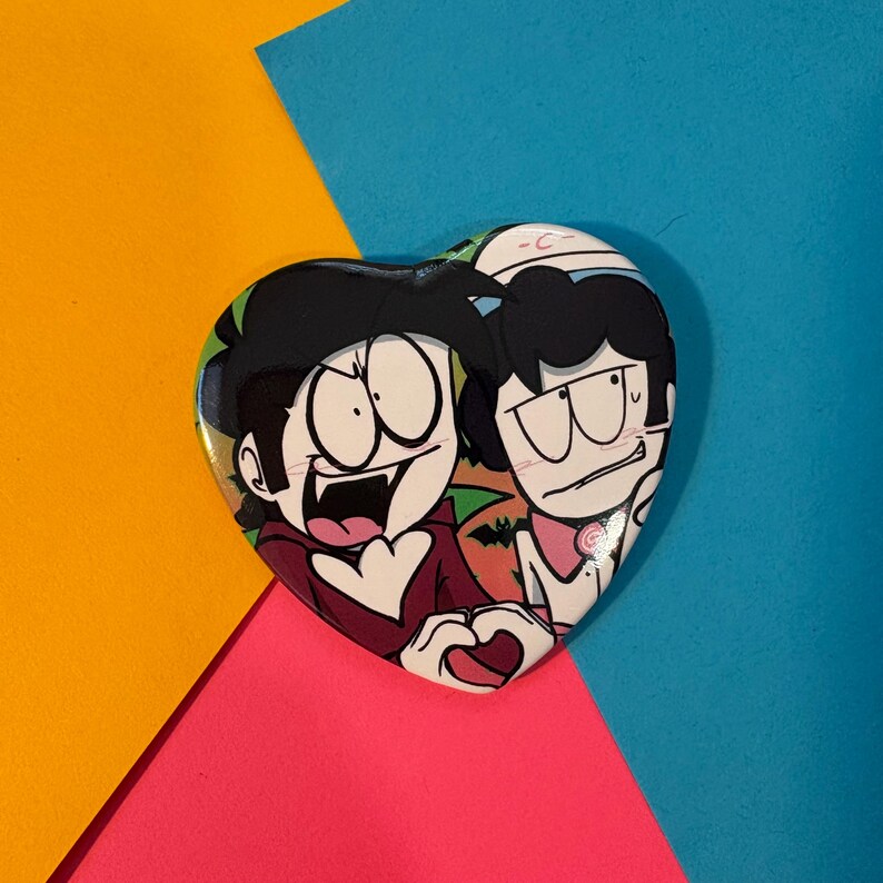Spooky Month Heart Buttons 2.2 Inch Buttons, Candybats, Carmelcorn ...