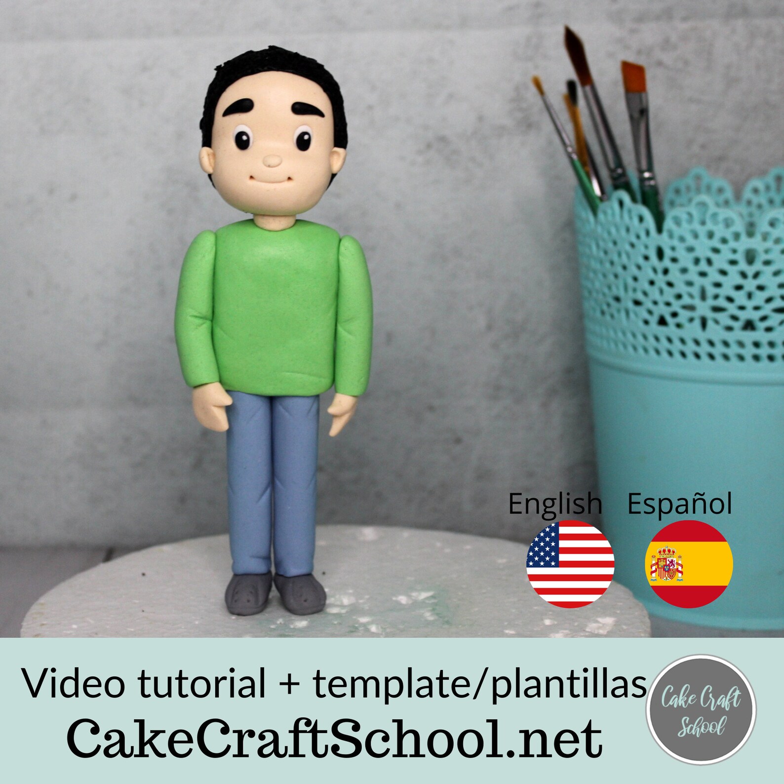 Fondant Man Cake Topper Step by Step Tutorial With Templates - Fondant ...