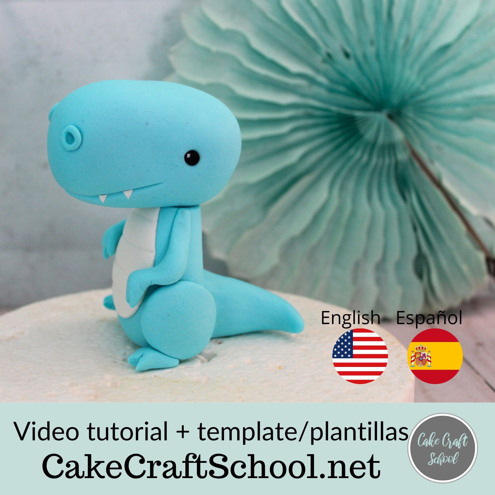 Fondant T-rex Cake Topper Video Tutorial With Printable Templates - Etsy