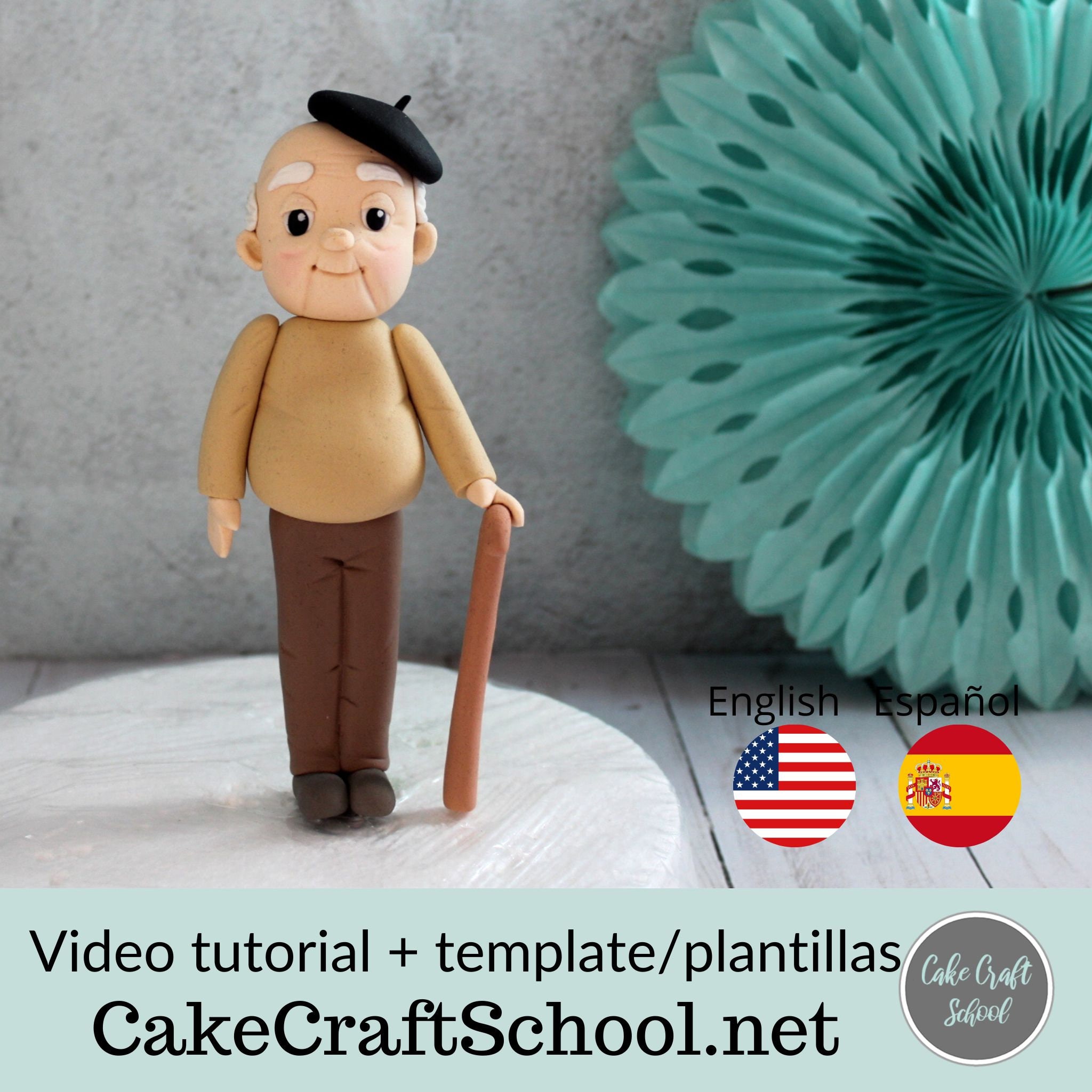 Fondant Grandpa Cake Topper Step by Step Tutorial With Templates ...