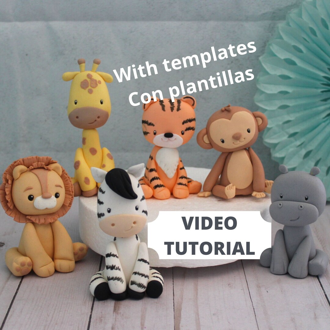 Fondant Jungle Animal Cake Topper Video Tutorial With Templates (PDF ...