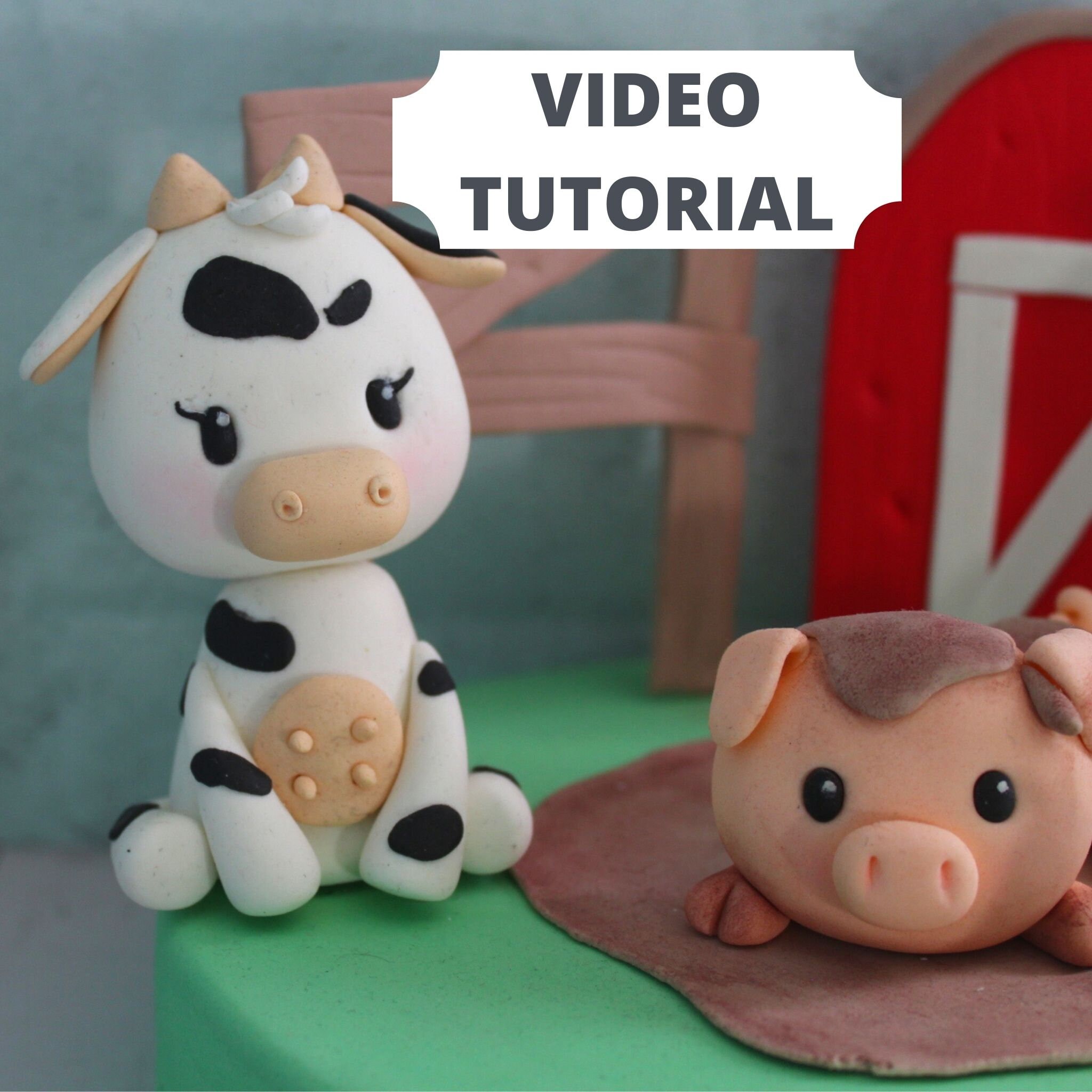 Fondant Animal Farm Cake Topper Step by Step Video Tutorial - Etsy