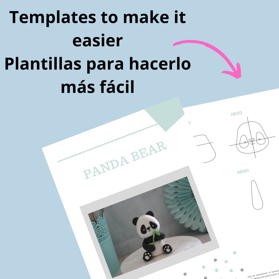 Fondant Panda Cake Topper Tutorial With Templates Panda Bear Fondant ...