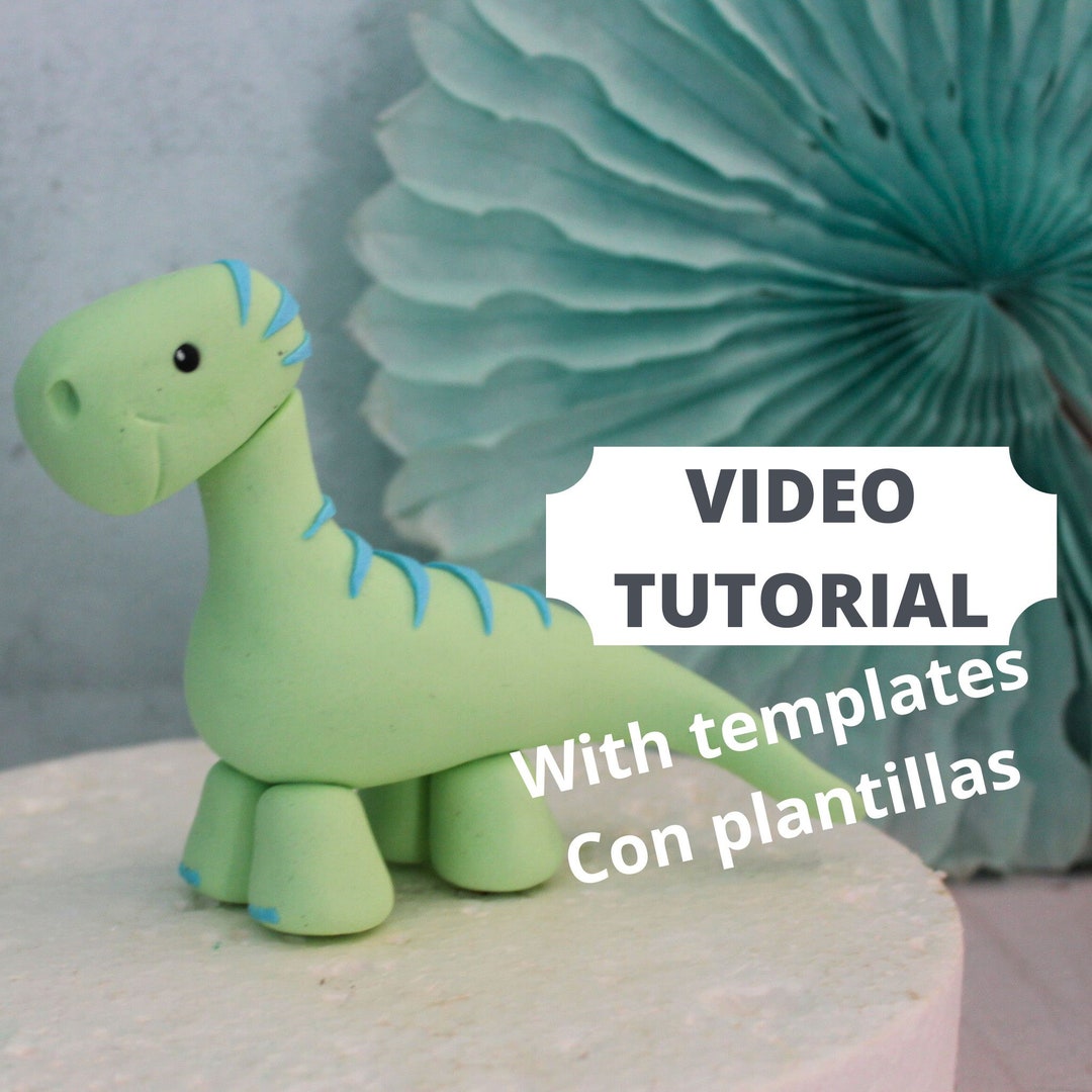 Fondant Dinosaur Cake Topper Video Tutorial With Printable Templates - Etsy
