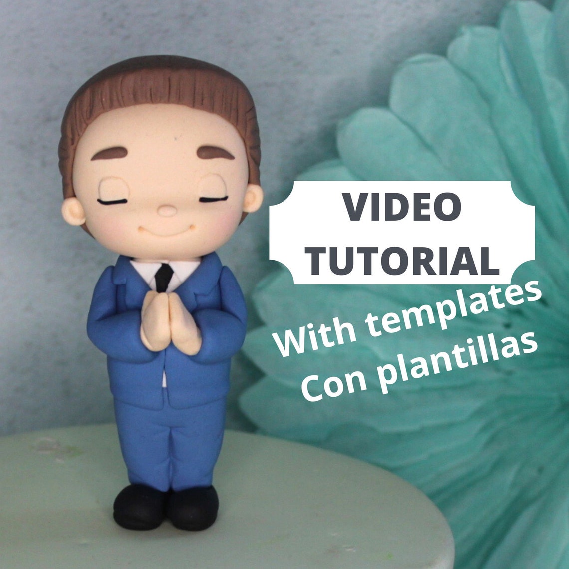 Fondant Communion Boy Cake Topper Step by Step Tutorial With Templates ...