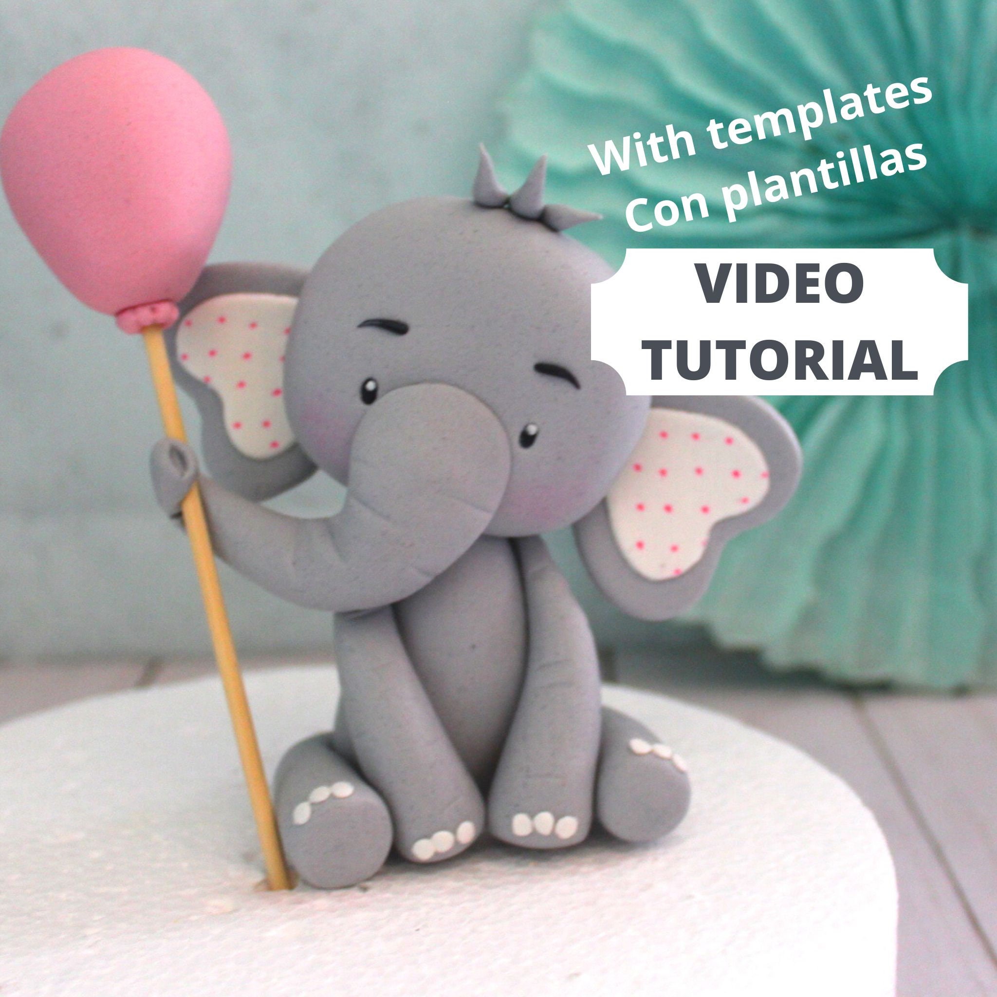 Fondant Elephant Cake Topper Video Tutorial With Templates - Etsy