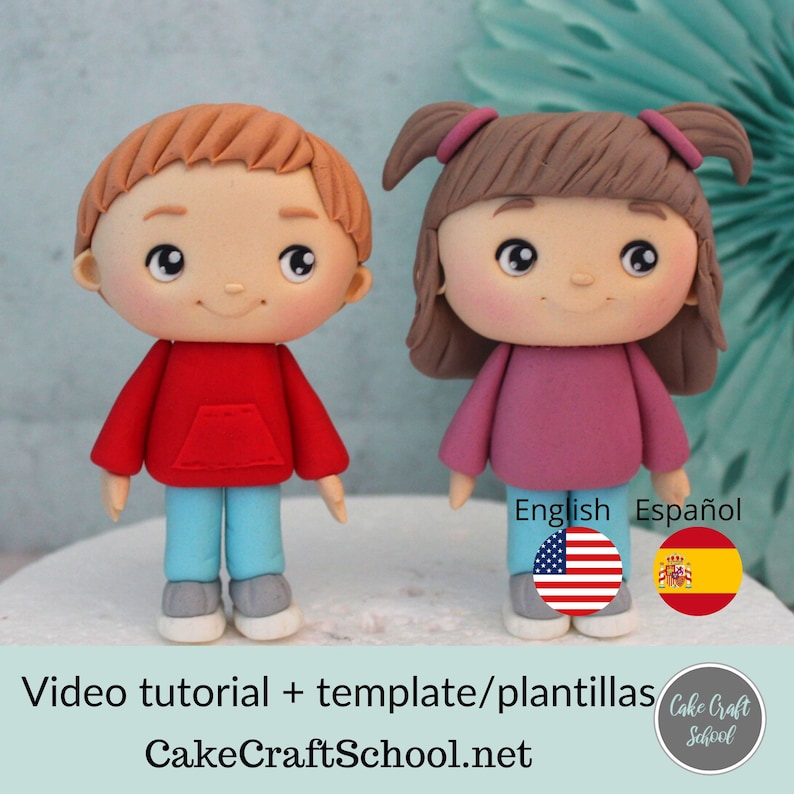Fondant Kids Cake Topper Videotutorial Fondant Children Step - Etsy